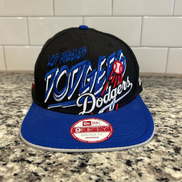 9fifty | Accessories | Black And Blue Dodgers Snapback Hat With ...